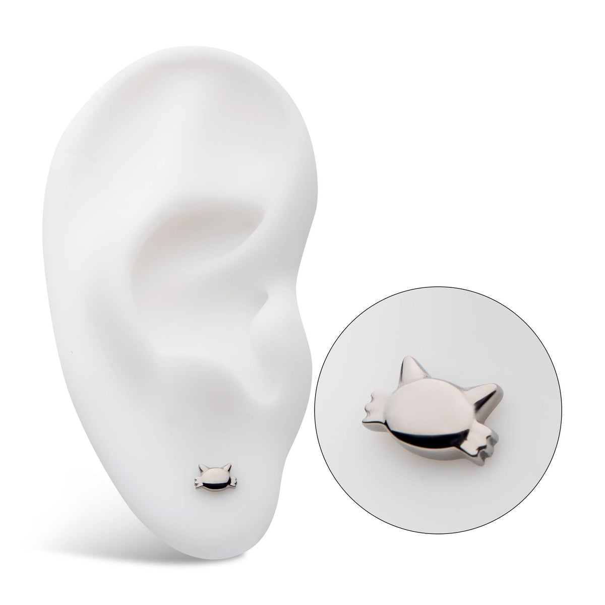 Titanium Threadless Cat's Head Labret Cartilage Replacement Top - 1 Pi ...