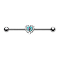 Turquoise/Fuchsia Victorian Filigree Heart Industrial Barbell - 1 Piec ...
