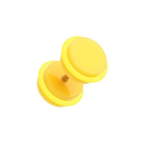 Yellow Neon Acrylic Fake Plug w/ O-Rings - 1 Pair - Rebel Bod